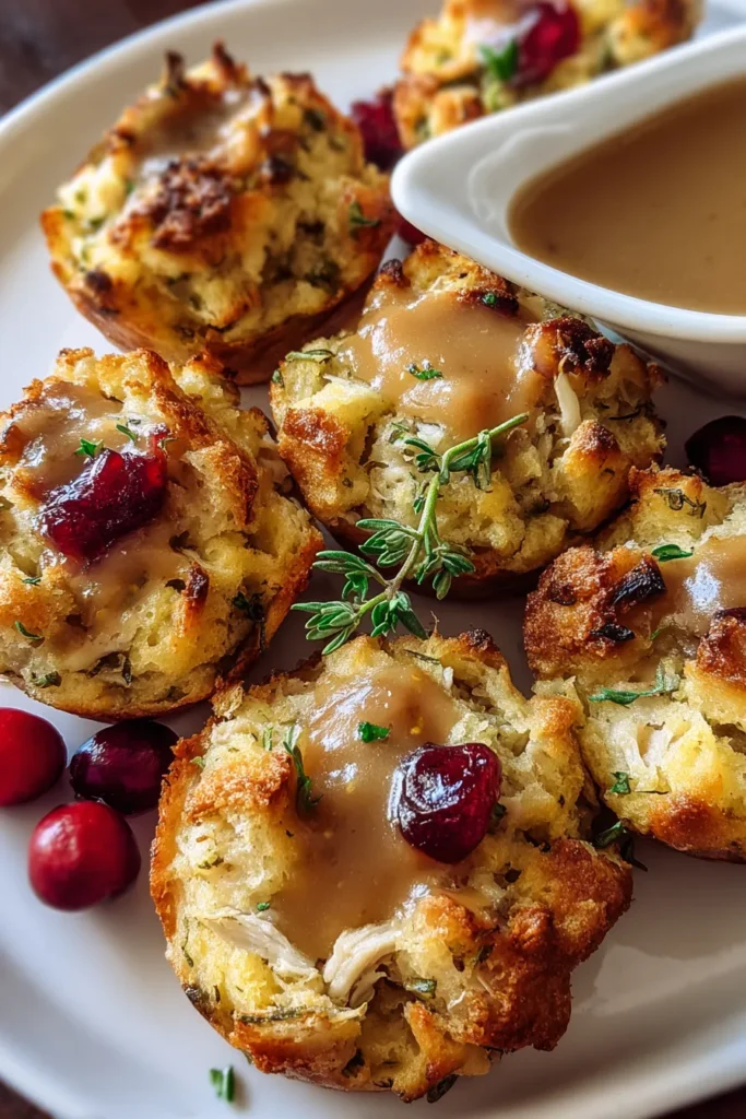 Muffin Tin Turkey & Stuffing Cups With Gravy – Cooking By Julia
